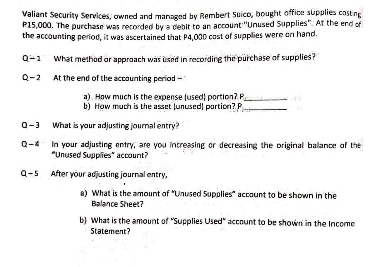 Solved Valiant Security Services, owned and managed by | Chegg.com