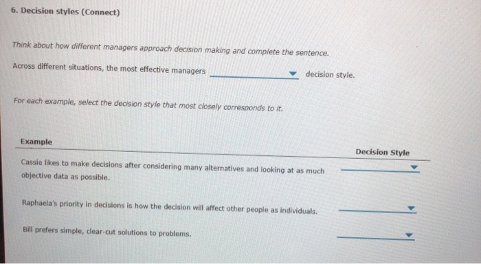 Solved 6. Decision styles (Connect) Think about how | Chegg.com
