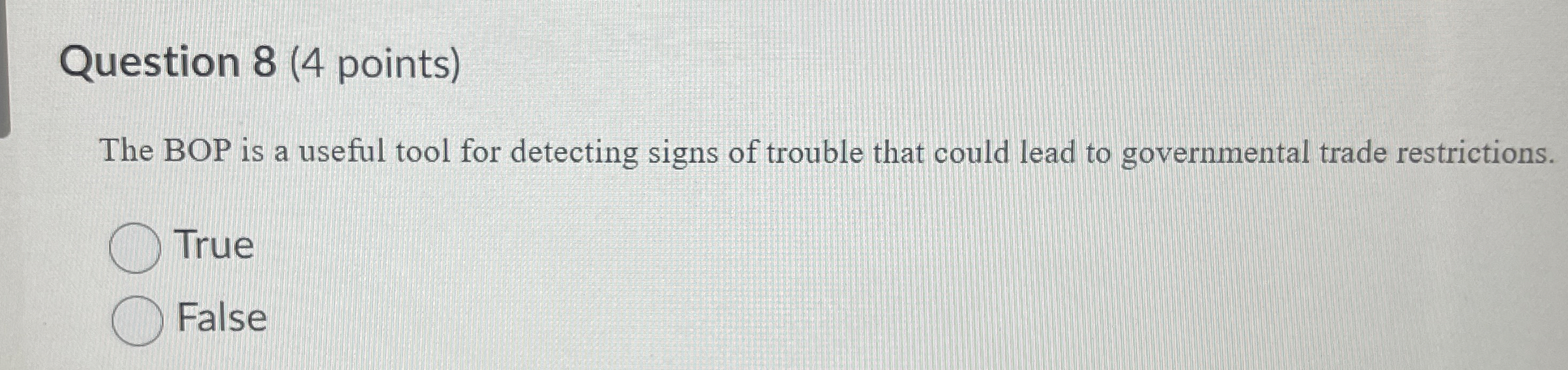 Solved Question 8 (4 ﻿points)The BOP is a useful tool for | Chegg.com