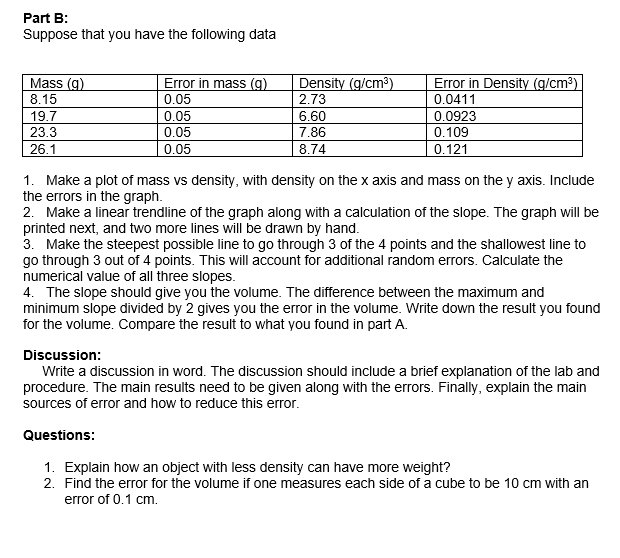 [Solved]: Part B: Suppose that you have the following data 1