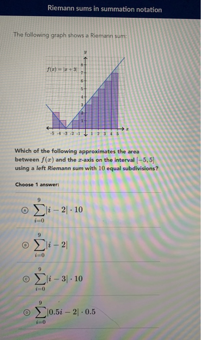 Solved Riemann sums in summation notation The following | Chegg.com