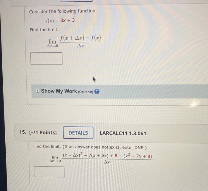 Solved Consider the following function. f(x)=8x+3 Find the | Chegg.com
