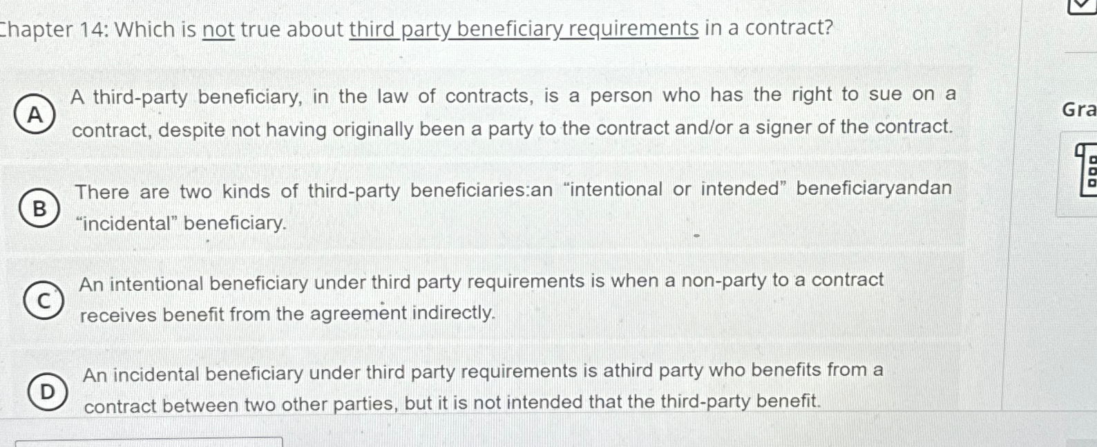 Solved Chapter 14: Which is not true about third party | Chegg.com