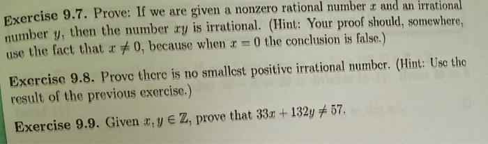 Solved Exercise 9.7. Prove: If we are given a nonzero | Chegg.com