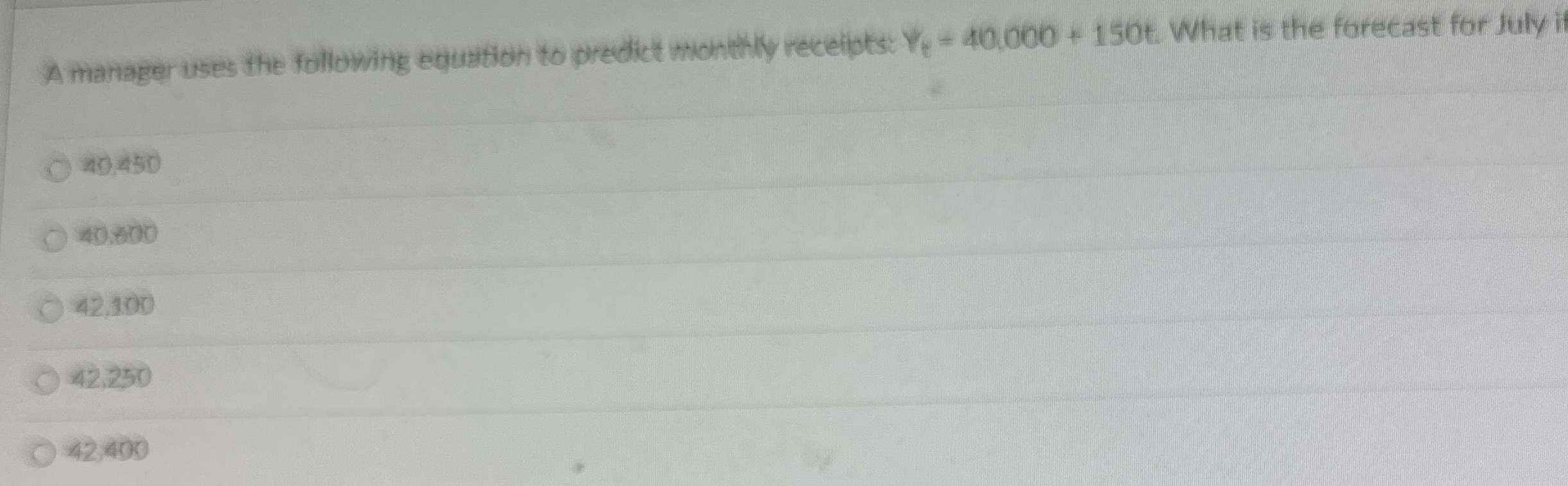 Solved A manager uses the following equation to predict | Chegg.com