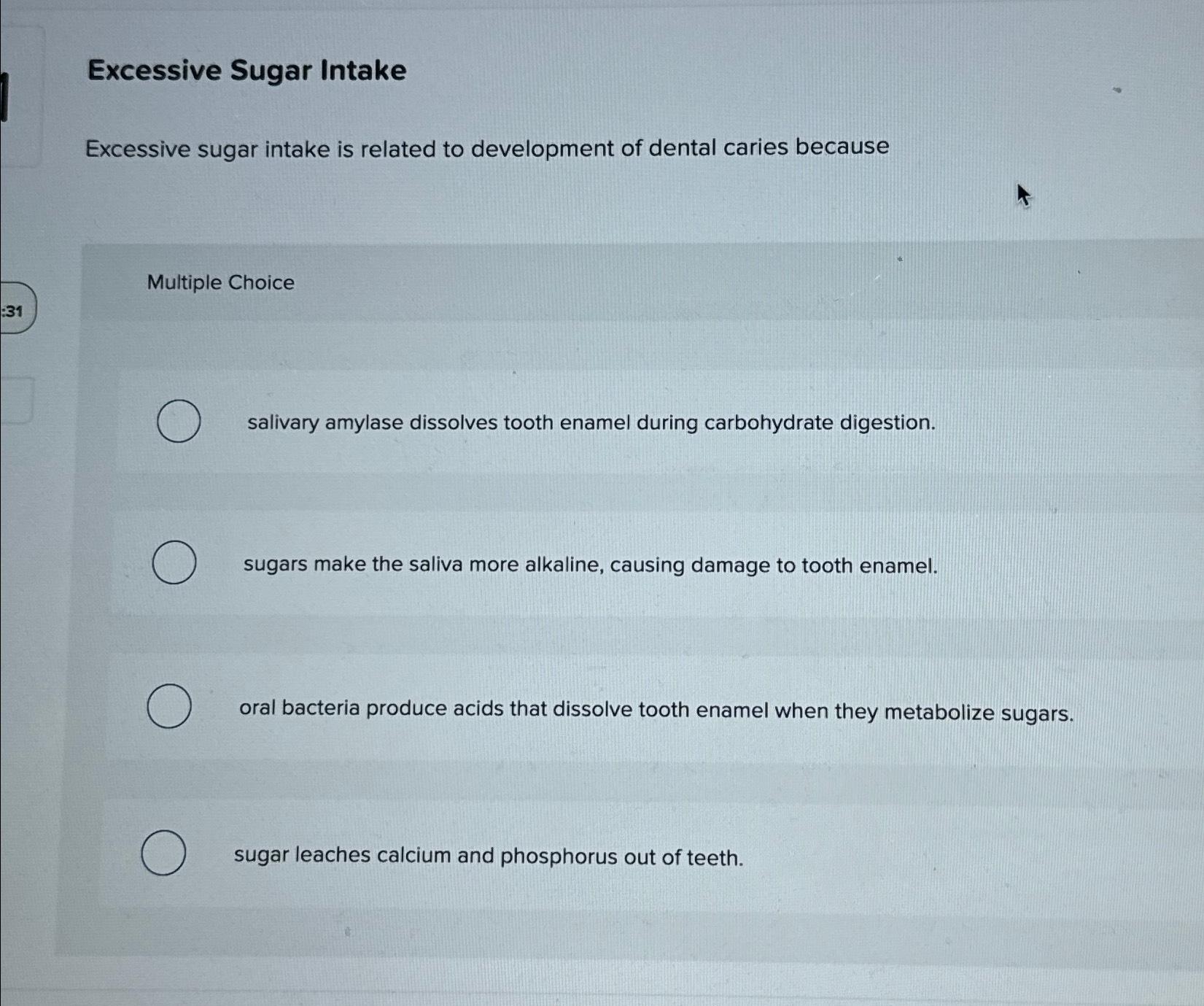 Solved Excessive Sugar IntakeExcessive sugar intake is | Chegg.com
