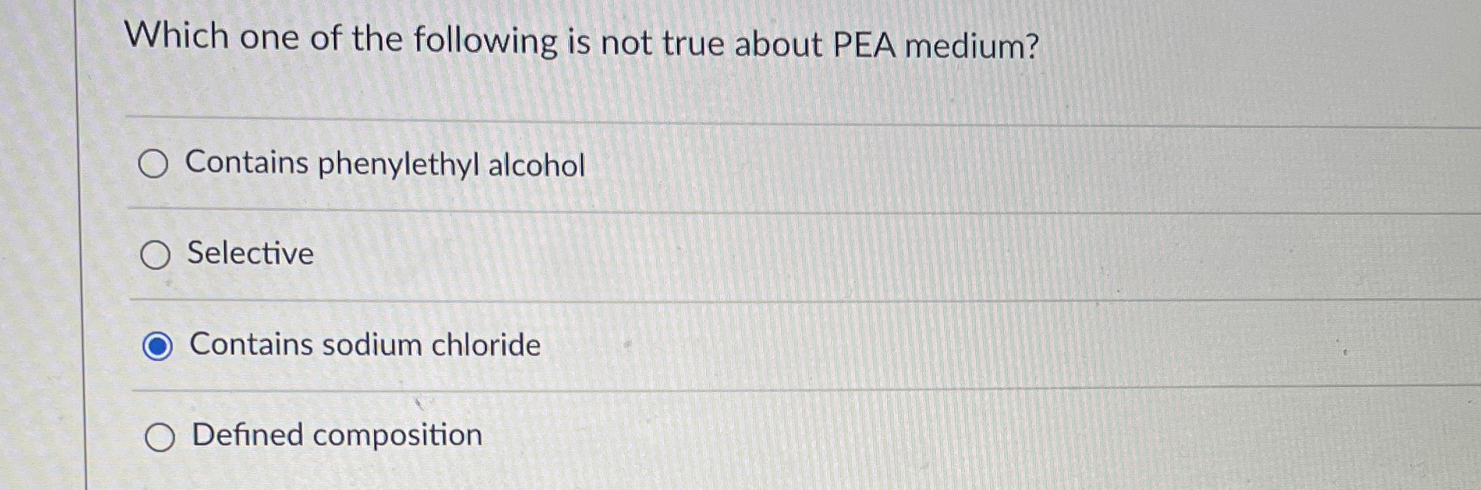 Solved Which one of the following is not true about PEA | Chegg.com