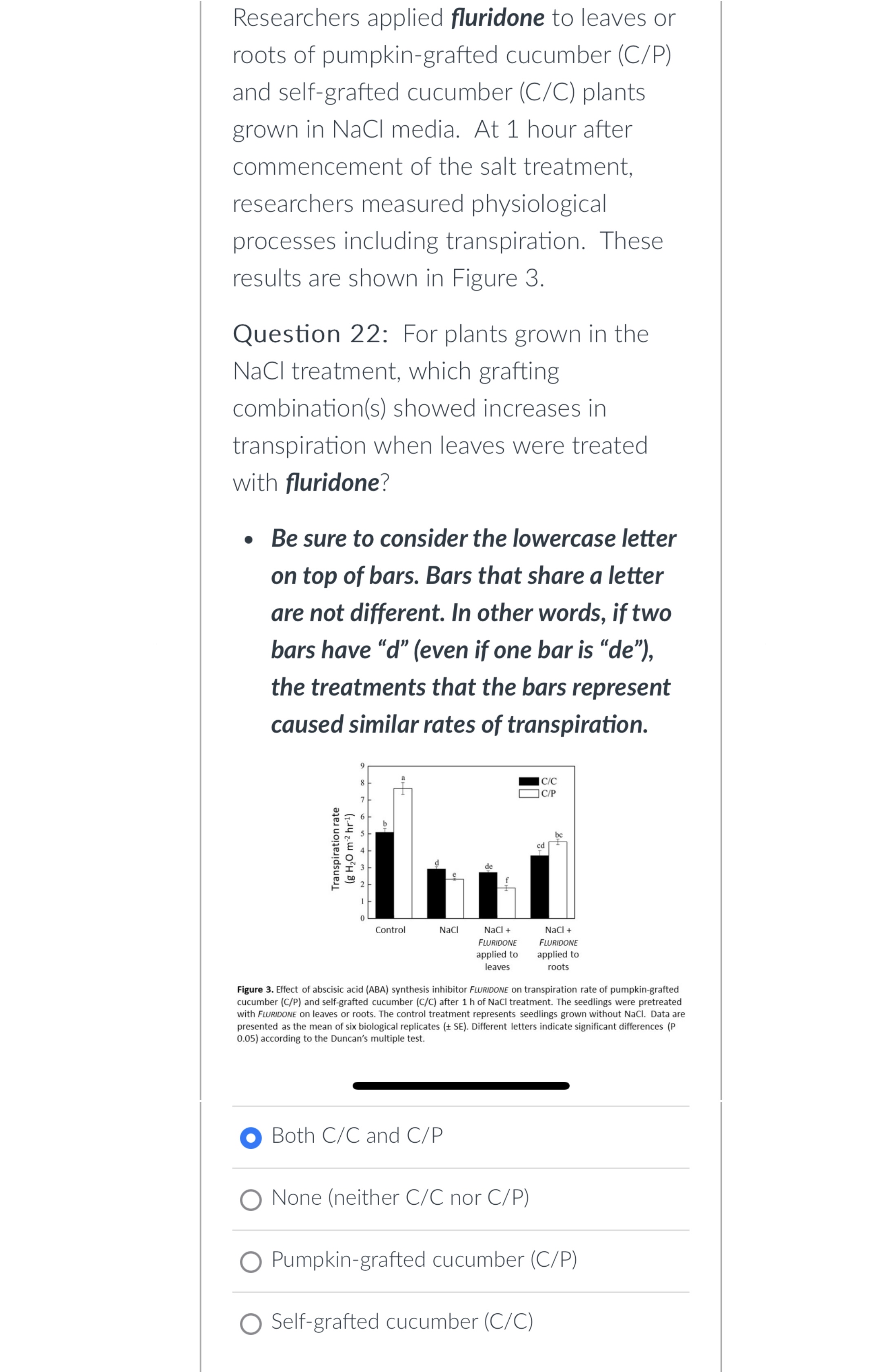 Solved Researchers applied fluridone to leaves or roots of | Chegg.com