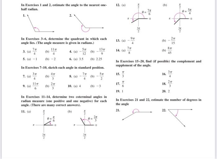 Solved 12. (a) b) In Exercises 1 and 2, estimate the angle | Chegg.com