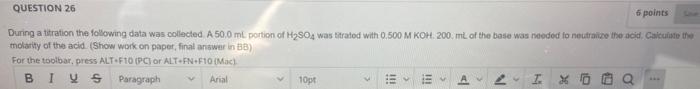 Solved During a titration the following data was collected | Chegg.com