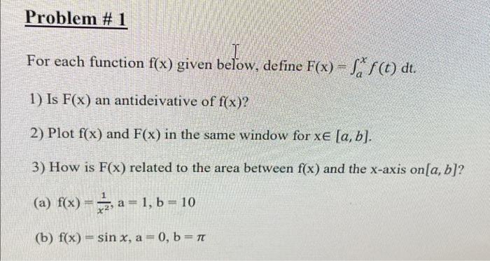 Solved Problem #1 For each function f(x) given below, define | Chegg.com