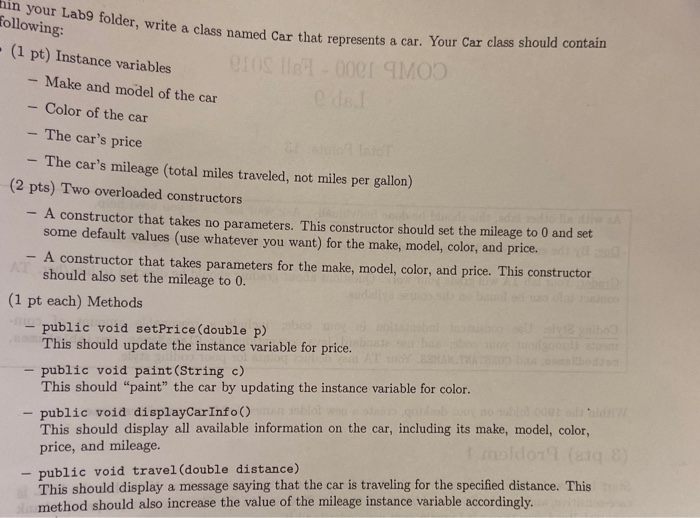 Solved hin your Lab9 folder, write a class named Car that | Chegg.com
