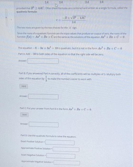 Solved A quadratic function in standard form f(x)=Ax2+Bx+C | Chegg.com