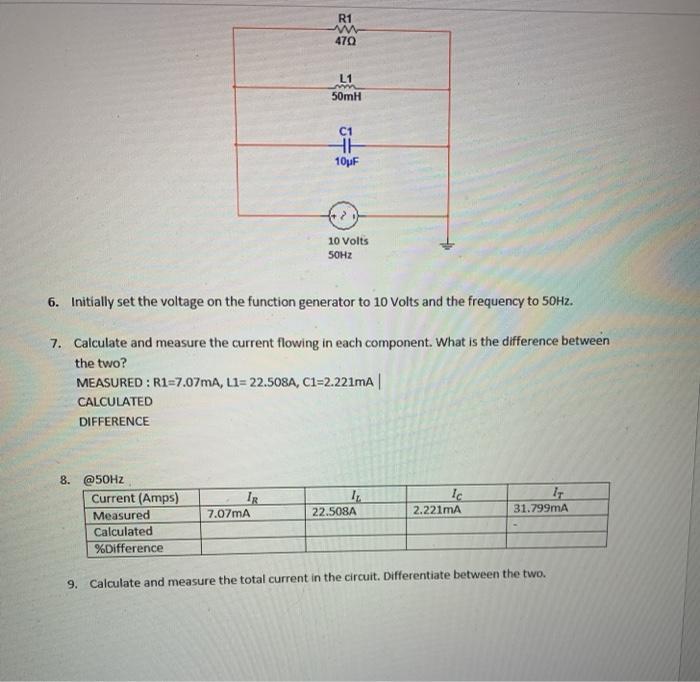 Solved R1 W 470 L1 50mH C1 HE 10F 10 Volts SOHZ 6. Initially | Chegg.com