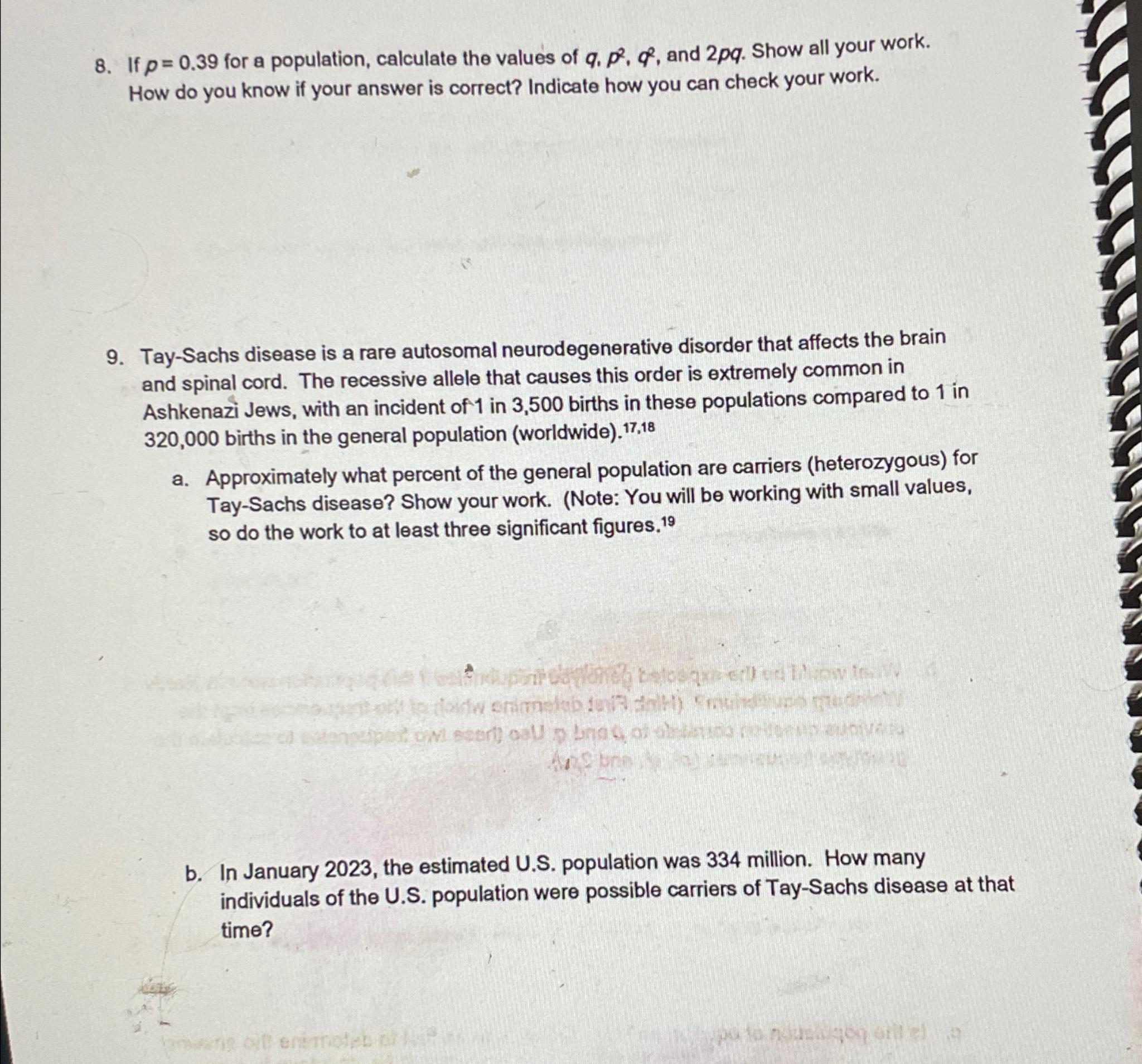 Solved If p=0.39 ﻿for a population, calculate the values of | Chegg.com