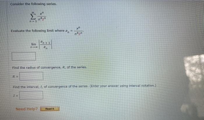Solved Consider the following series. on n-1 Evaluate the | Chegg.com Solved Consider the following series. on n-1 Evaluate the | Chegg.com