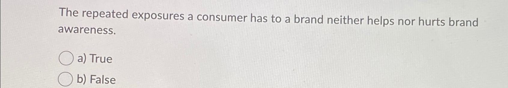 Solved The repeated exposures a consumer has to a brand | Chegg.com