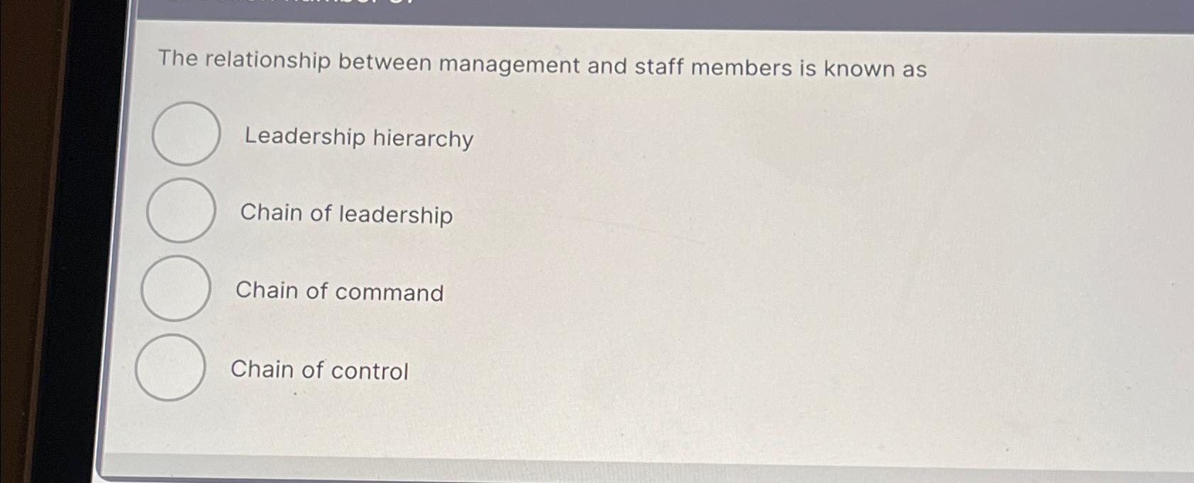 Solved The relationship between management and staff members | Chegg.com