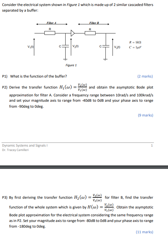 Solved Consider the electrical system shown in Figure 1 | Chegg.com