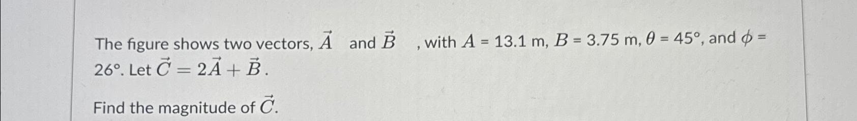 Solved The figure shows two vectors, vec(A) ﻿and vec(B), | Chegg.com