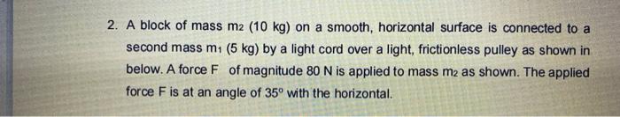 Solved 2. A block of mass m2(10 kg) on a smooth, horizontal | Chegg.com
