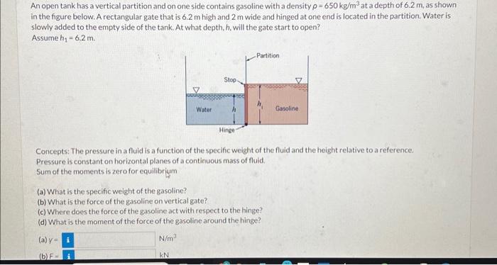 Solved An open tank has a vertical partition and on one side | Chegg.com