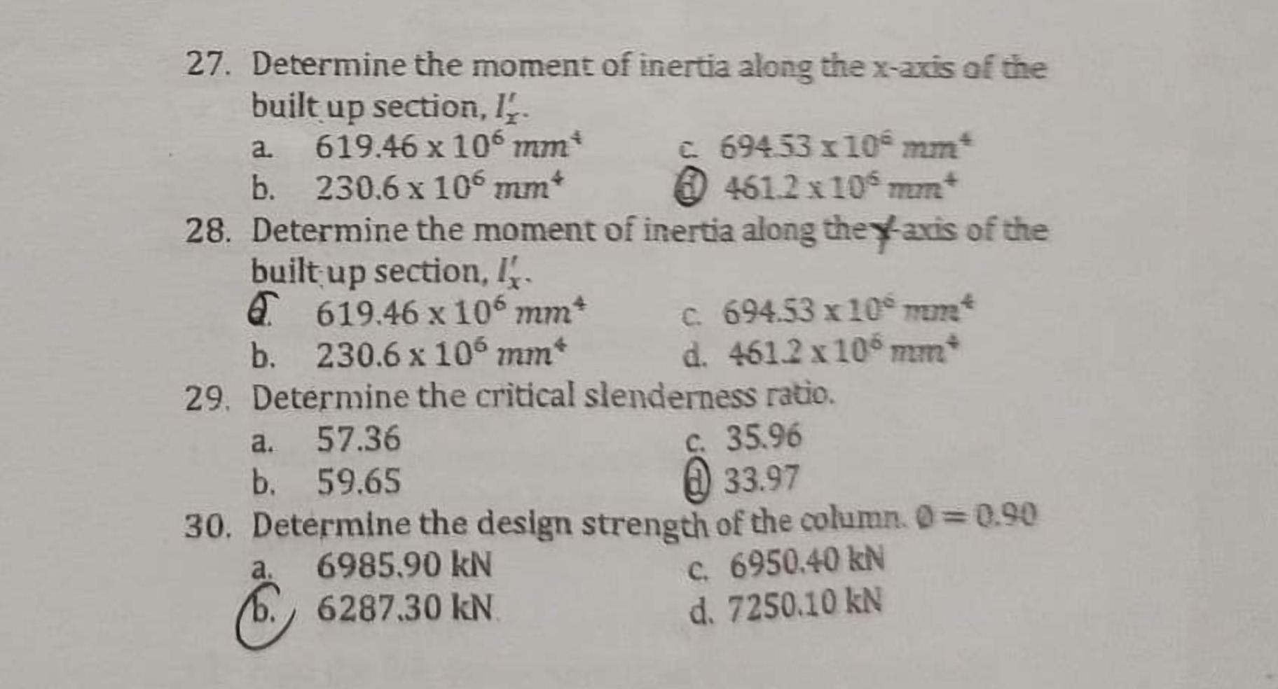 Solved 27-30 Subject: Structural Steel Design Multiple | Chegg.com