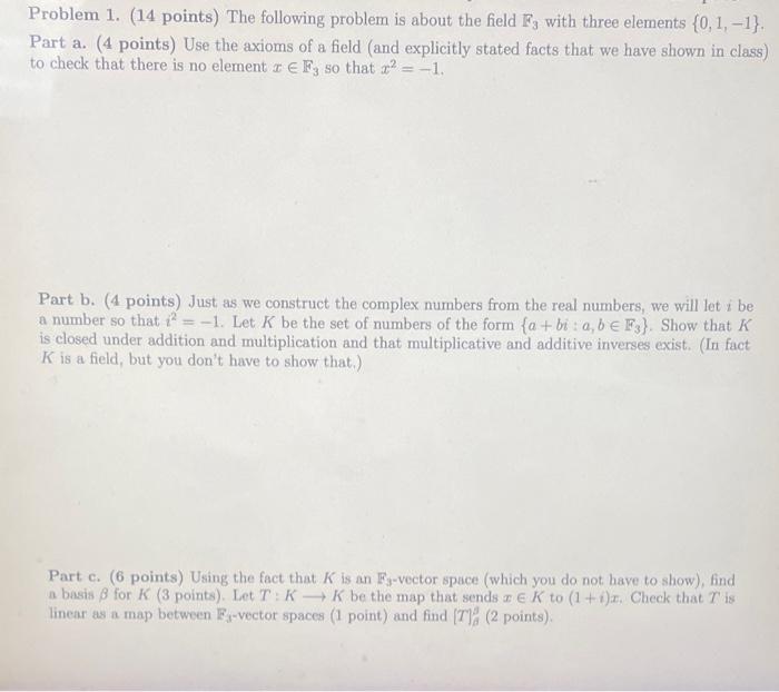 Solved Problem 1. (14 points) The following problem is about | Chegg.com