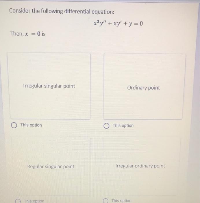 Solved Consider the following differential equation: xy" + | Chegg.com