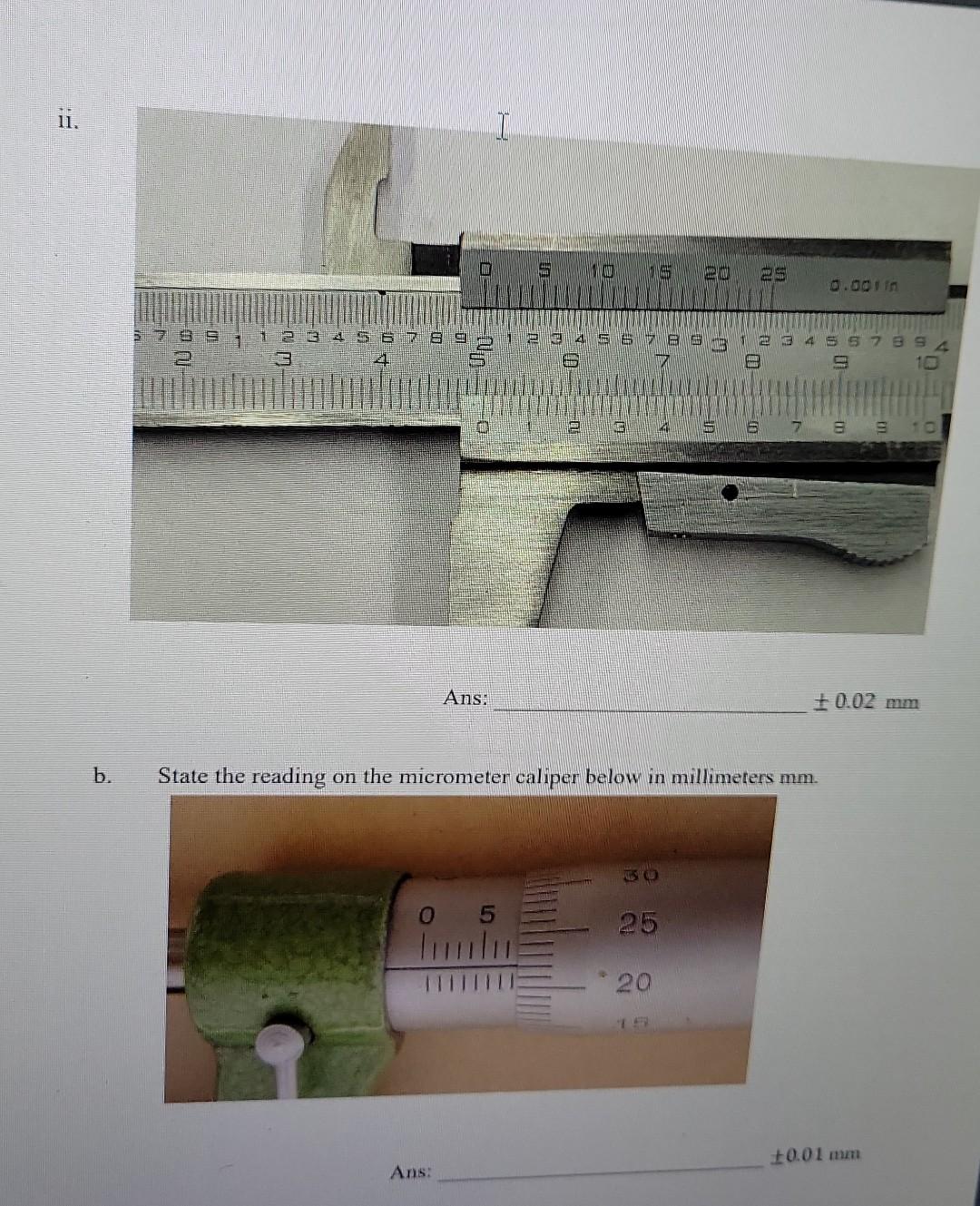 Solved 5. What is the least count on the measuring devices | Chegg.com