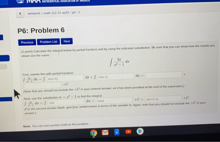Solved webwork / math-112-11-sp20 / 6 / 6 P6: Problem 6 | Chegg.com