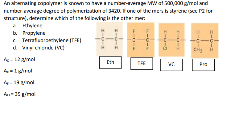 Solved An alternating copolymer is known to have a | Chegg.com