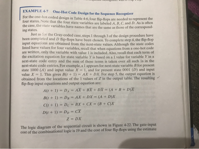 Solved EXAMPLE 4-7 One-Hot Code Design for the Sequence | Chegg.com