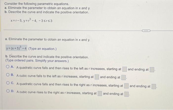 Solved Consider the following parametric equations. a. | Chegg.com
