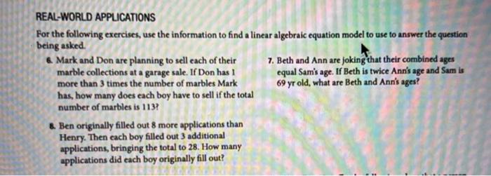 Solved REAL-WORLD APPLICATIONS For the following exercises, | Chegg.com