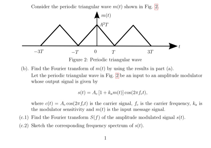 Consider the periodic triangular wave m(t) shown in | Chegg.com