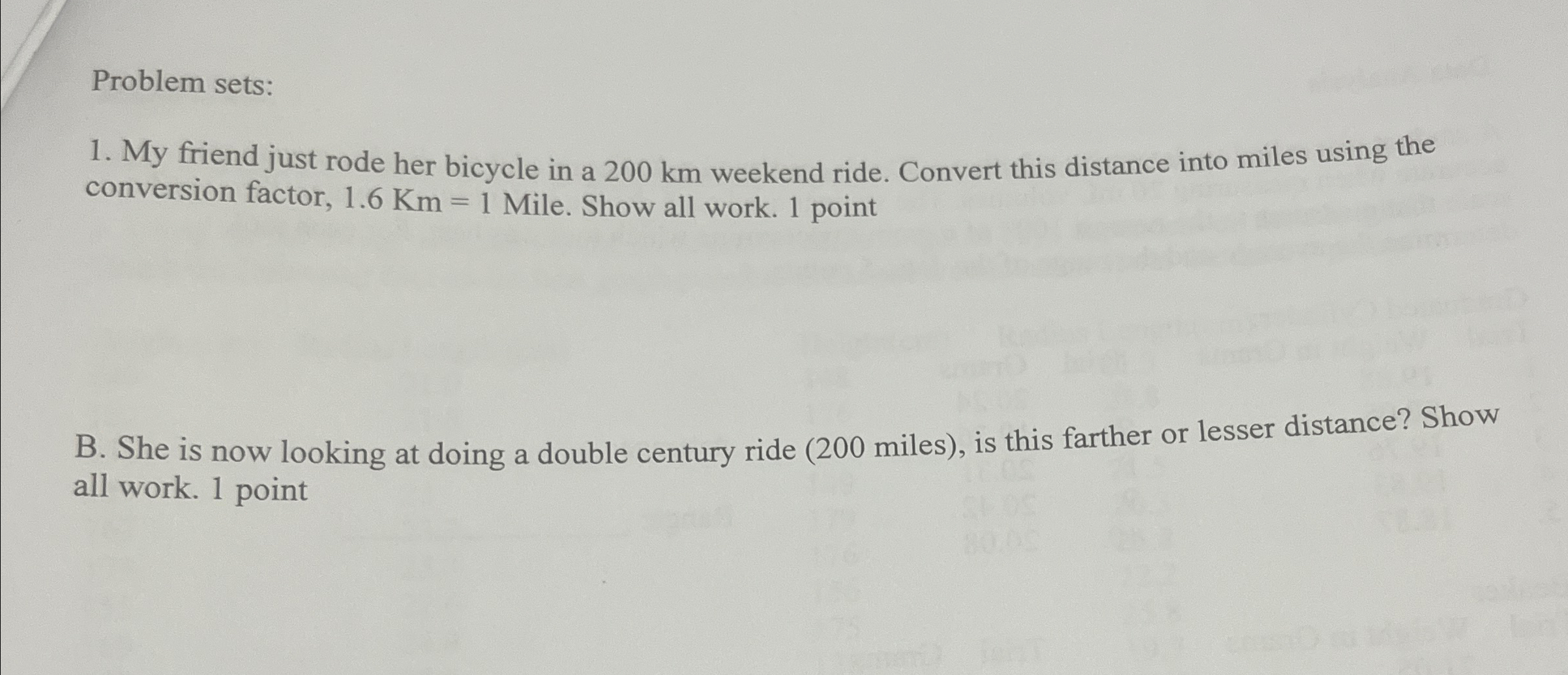 Solved Problem sets:My friend just rode her bicycle in a | Chegg.com