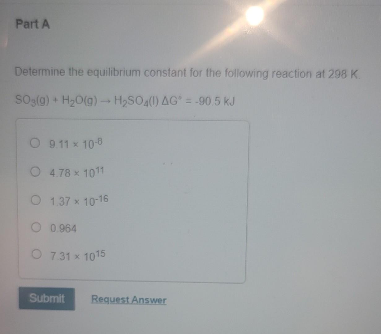 Solved whing reaction at 298 K. | Chegg.com