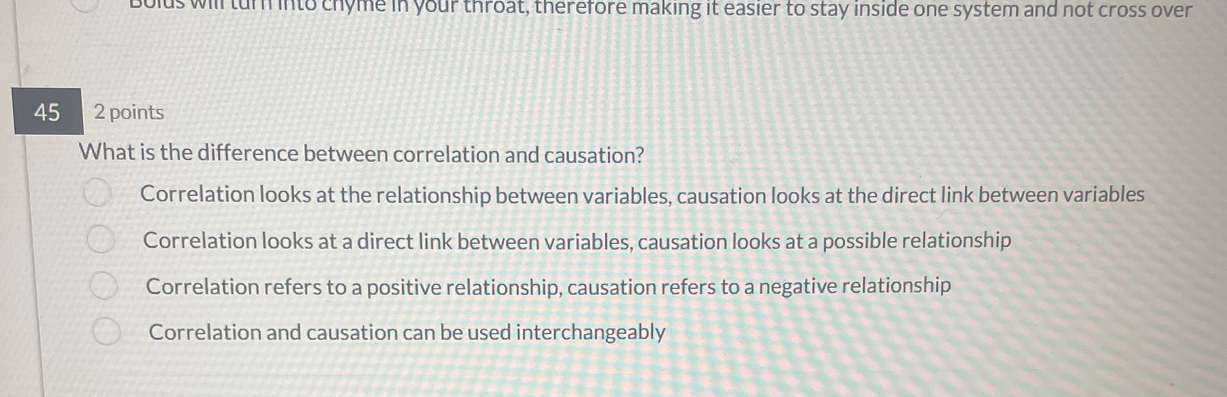 Solved 452 ﻿pointsWhat is the difference between correlation | Chegg.com