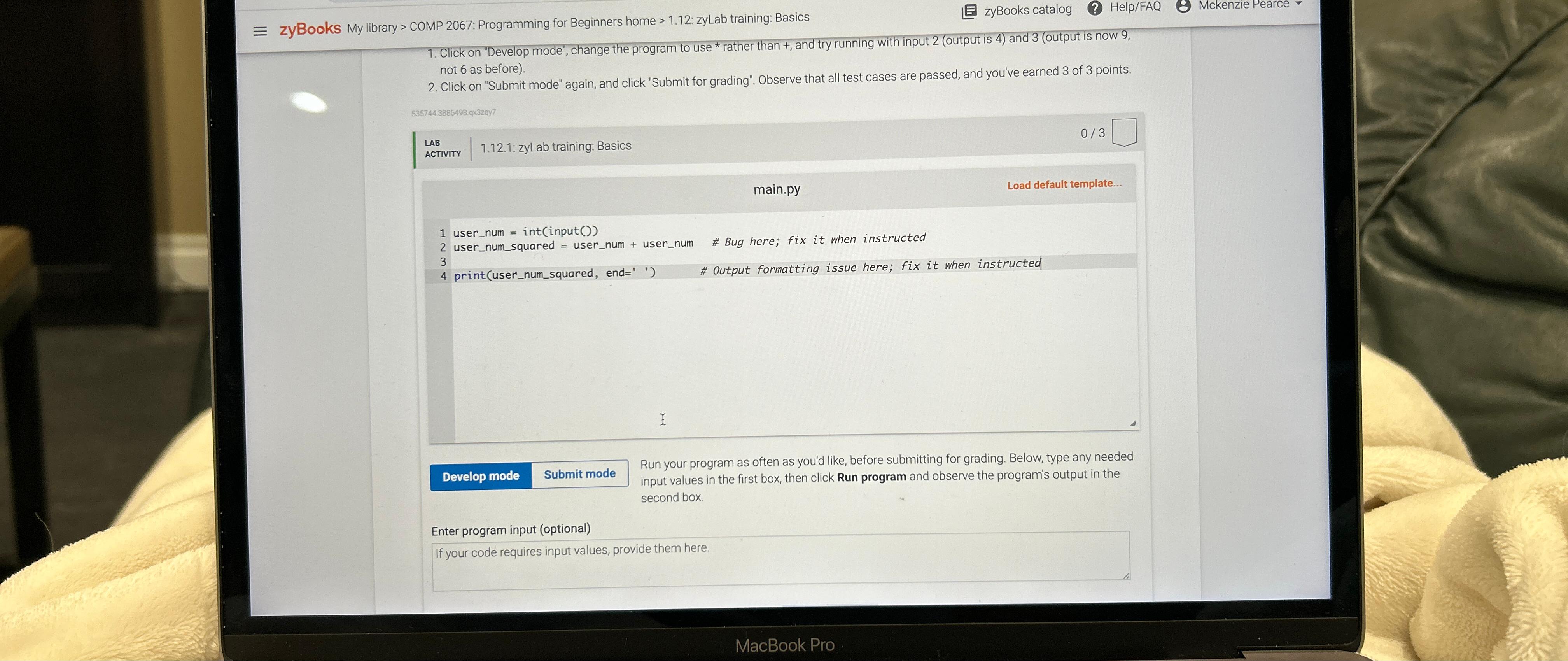 Solved -= ﻿zyBooks My library > ﻿COMP 2067: Programming for | Chegg.com