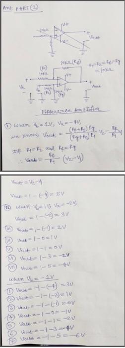 Solved PART (2) DIFFERENCE AMPLIFIER The circuit shown in | Chegg.com
