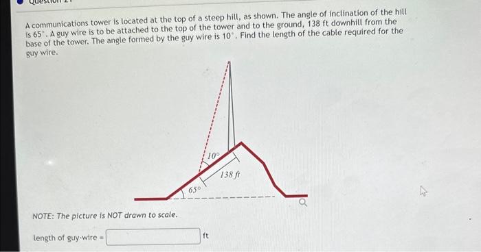 [Solved]: A communications tower is located at the top of a