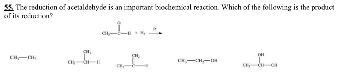 Solved The reduction of acetaldehyde is an important | Chegg.com