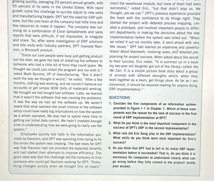 Solved Implementing enterprise resource planning (ERP) | Chegg.com