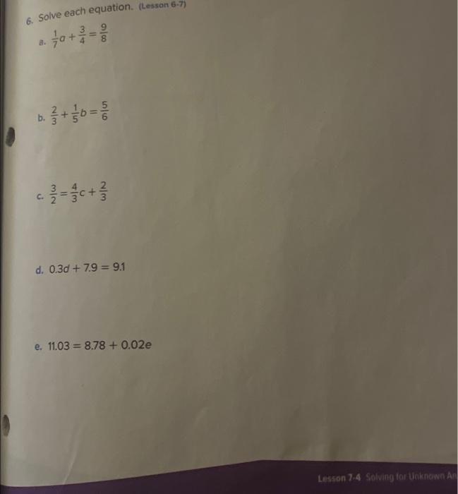 Solved 71a+43=89 32+51b=65 23=34c+32 0.3d+7.9=9.1 | Chegg.com