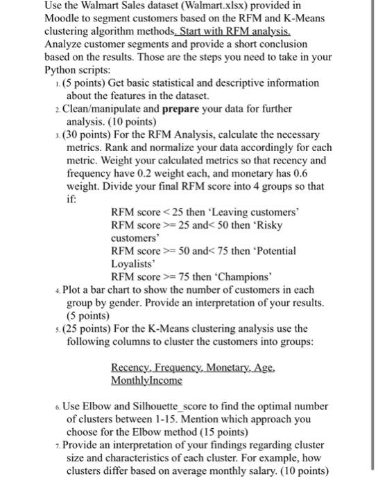 Solved Use the Walmart Sales dataset (Walmart.xlsx) provided | Chegg.com
