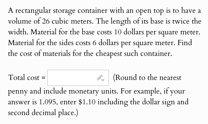 Solved A rectangular storage container with an open top is | Chegg.com