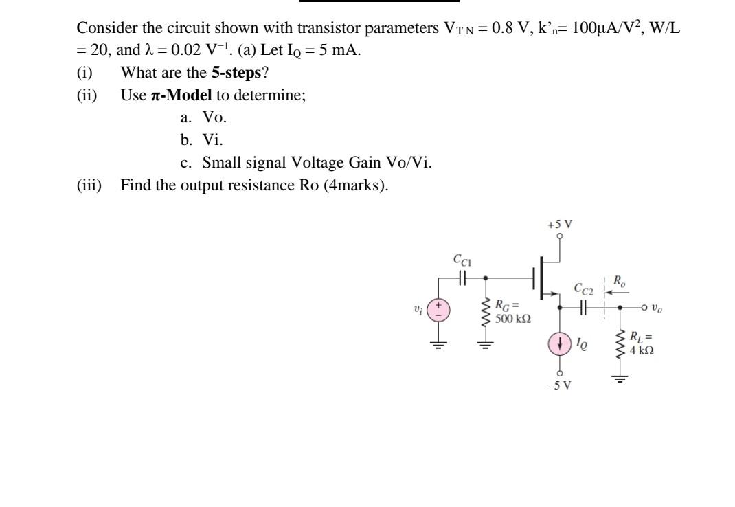 Consider the circuit shown with transistor parameters | Chegg.com