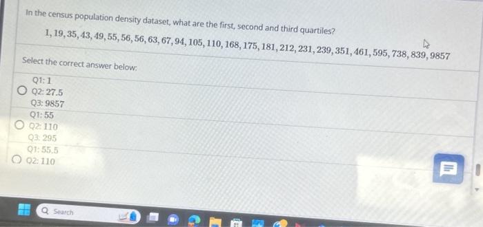 Solved In the census population density dataset, what are | Chegg.com