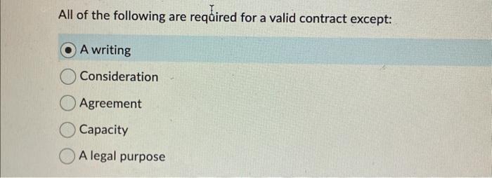All of the following are reqưired for a valid | Chegg.com
